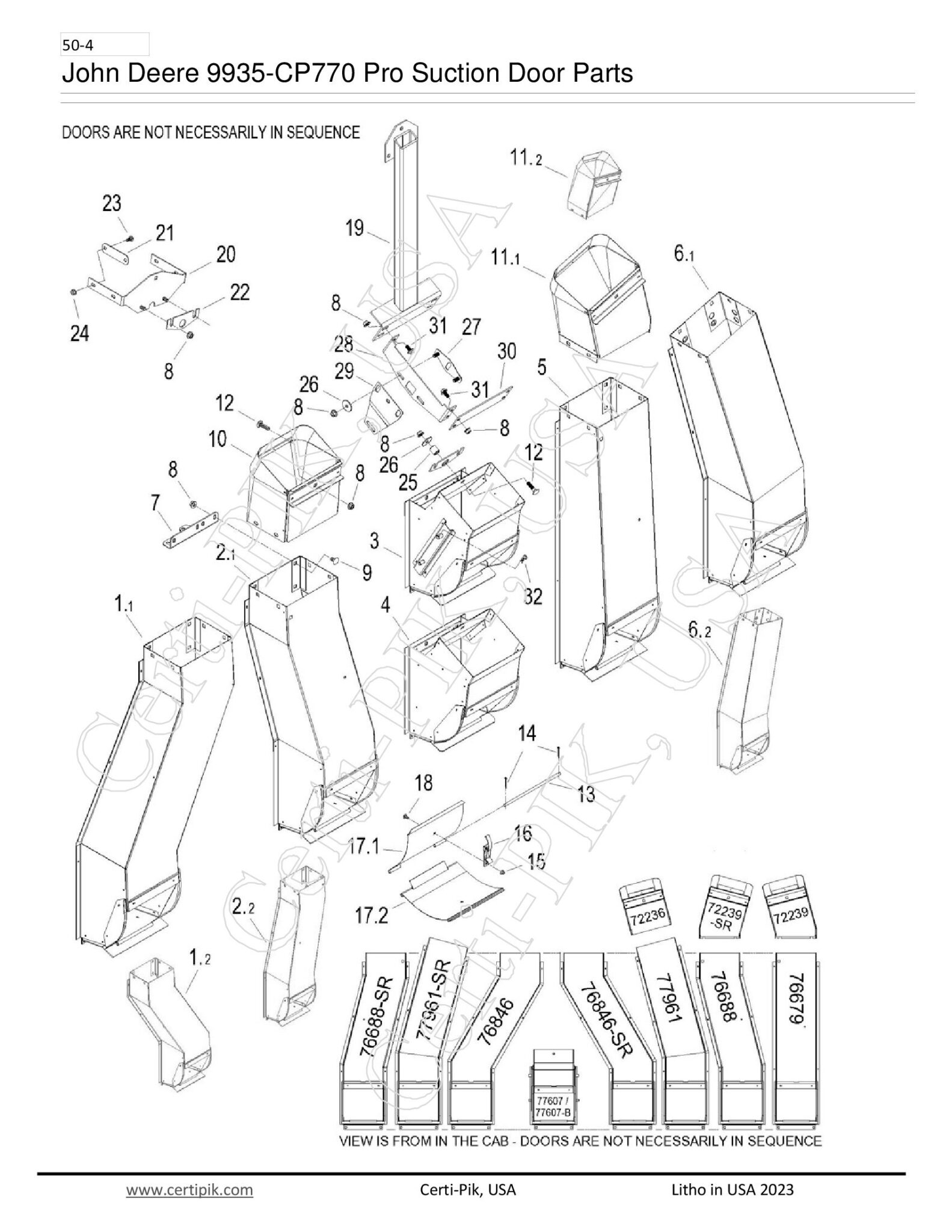 John Deere 9935-CP690 Pro Suction Door Parts - Picker Doors